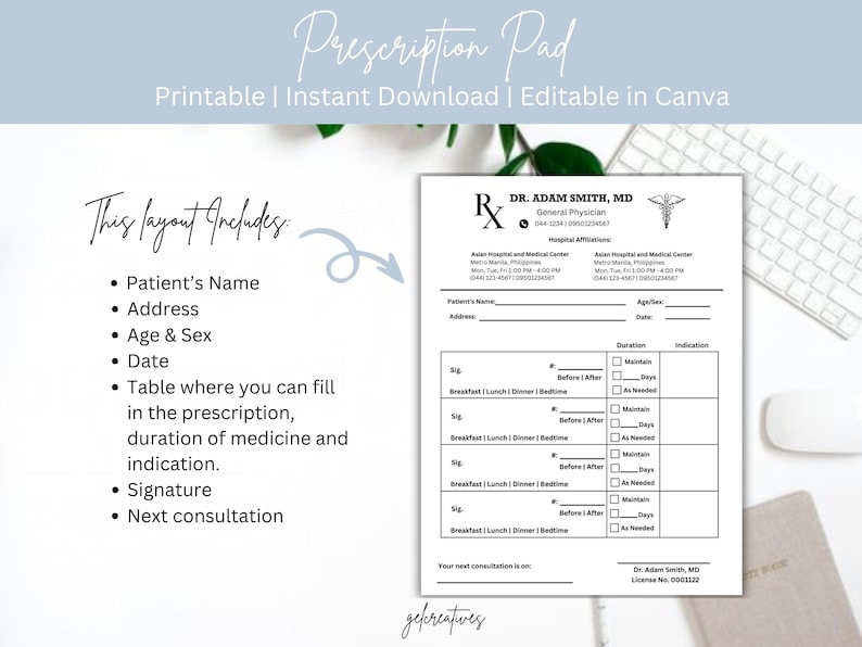 Blank and Fill-able Prescription Pad Template | Editable Rx Forms ...