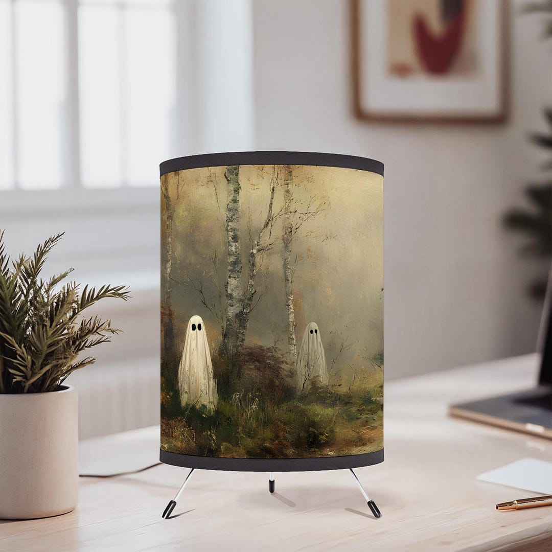 Ghosts in Forest Table Lamp Spooky Fall Decor, Halloween Accent Light ...