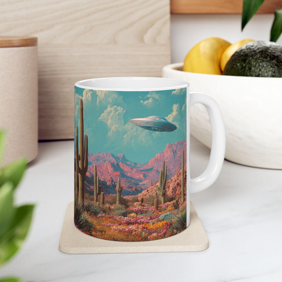 Retro Surreal UFO Mug, Wester Sci-fi Alien Coffee Cup - Etsy Australia