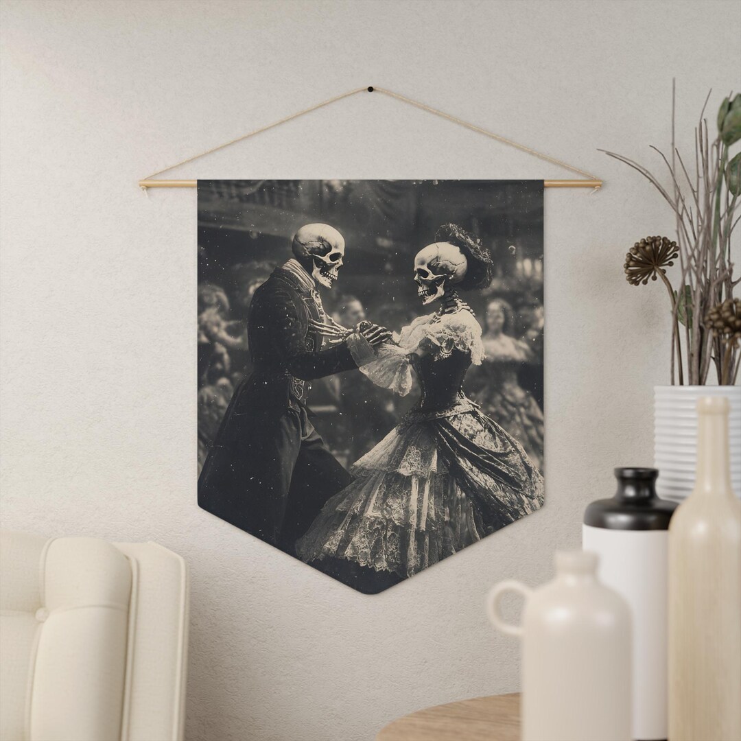 Skeleton Ballroom Dance Wall Pennant, Gothic Halloween Party Home Decor ...