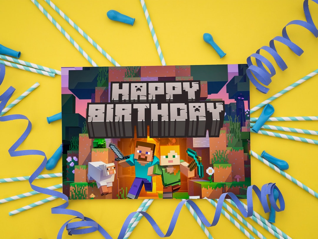 Enchanting Minecraft Birthday Card, Printable Digital Download, Happy ...