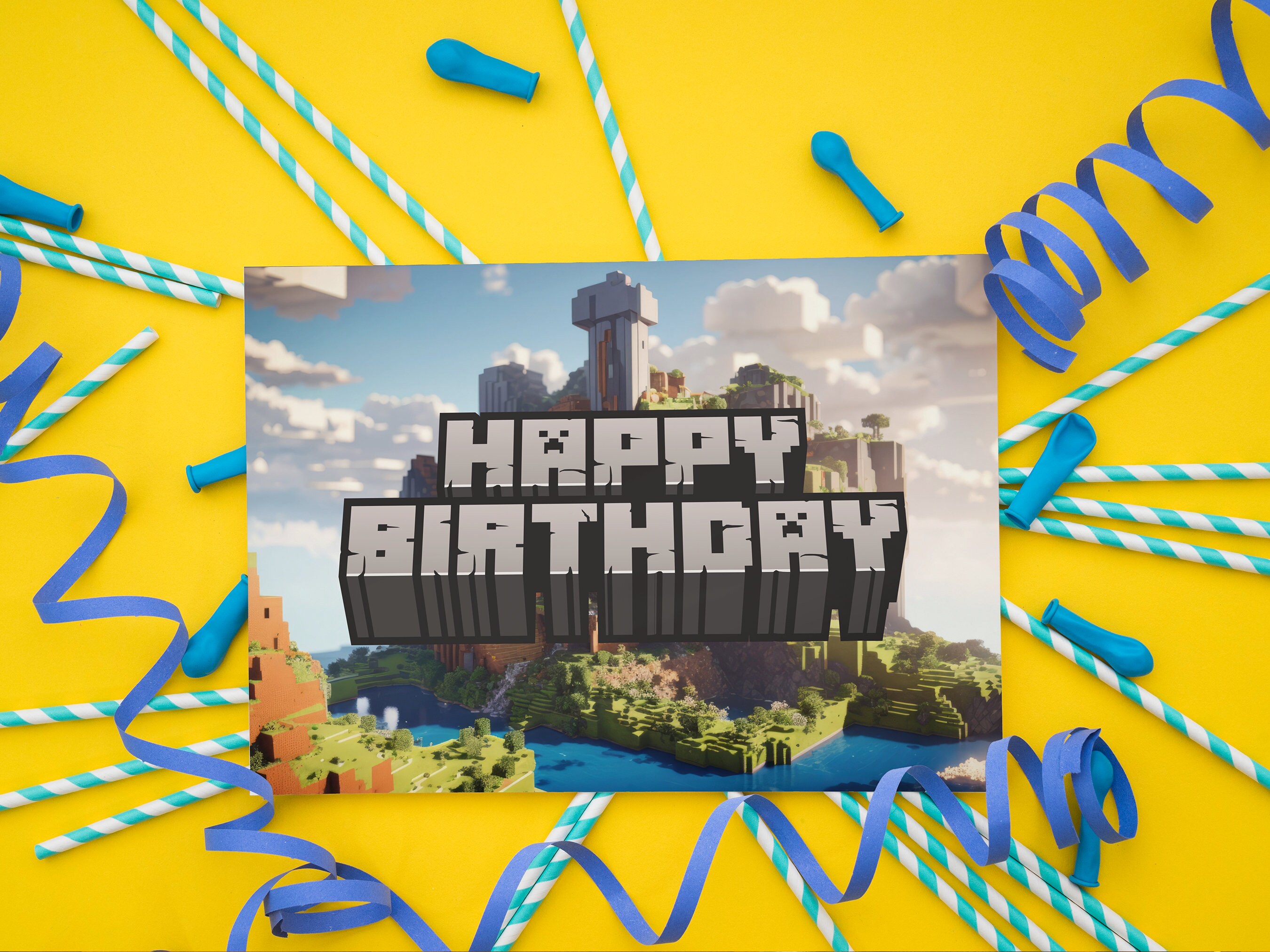Enchanting Minecraft Birthday Card, Printable Digital Download, Happy ...