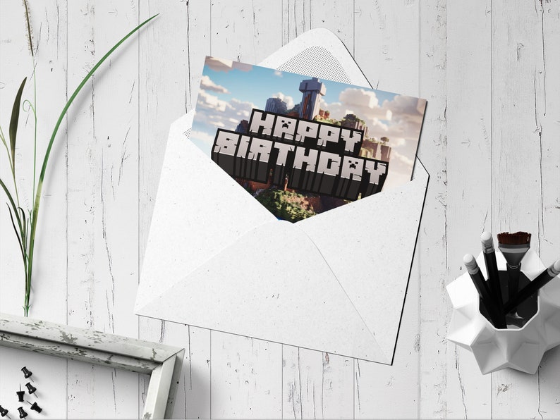 Enchanting Minecraft Birthday Card, Printable Digital Download, Happy ...