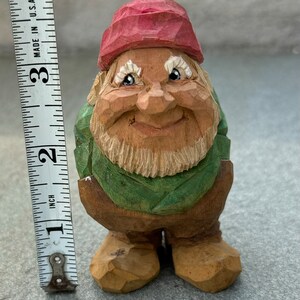 Vintage Scandinavian Hand Carved & Painted Wood Gnome Figure 3 5/8"x 2 ...