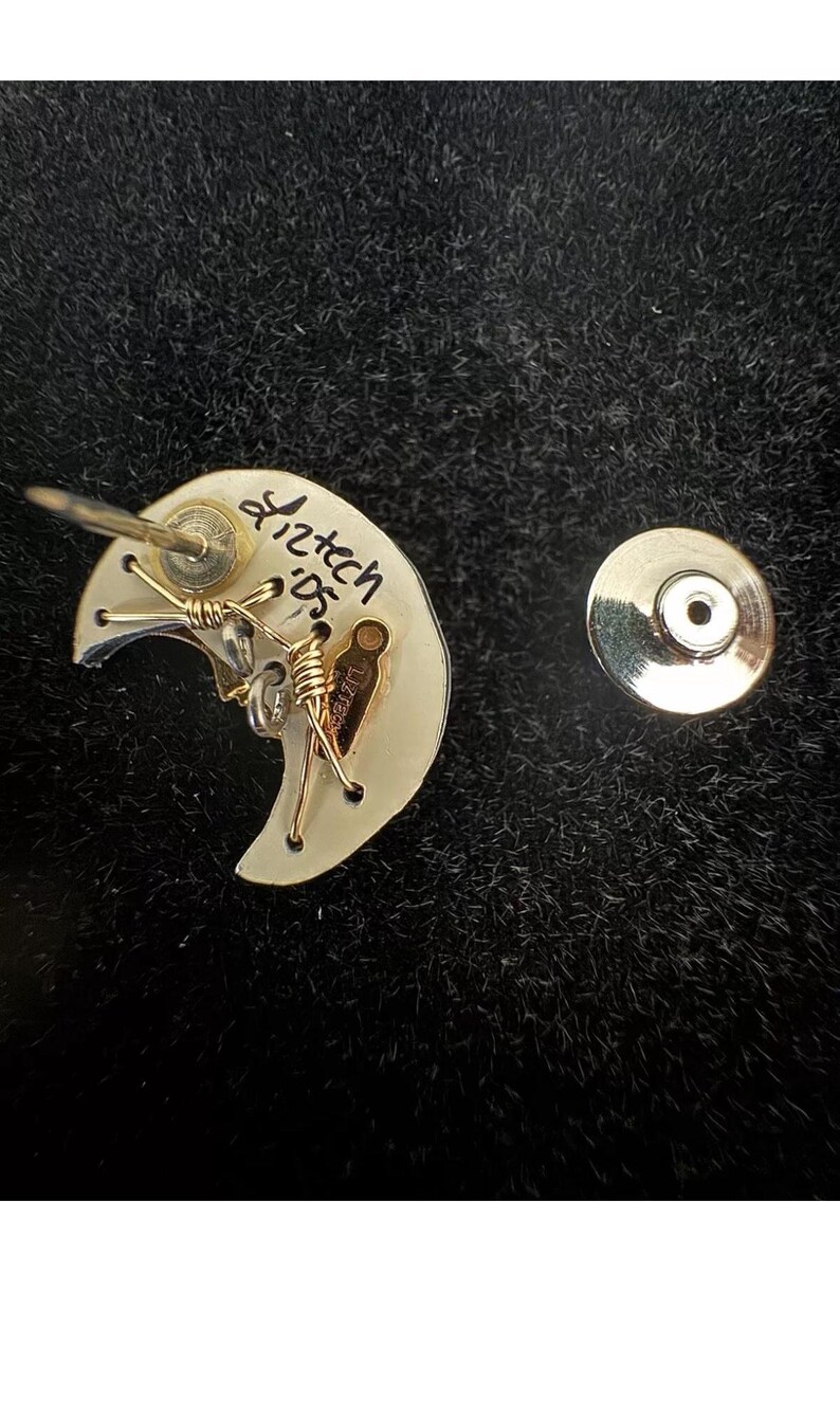 Liztech Celestial Moon Pin Signed Artisan Silver Gold Purple Green ...