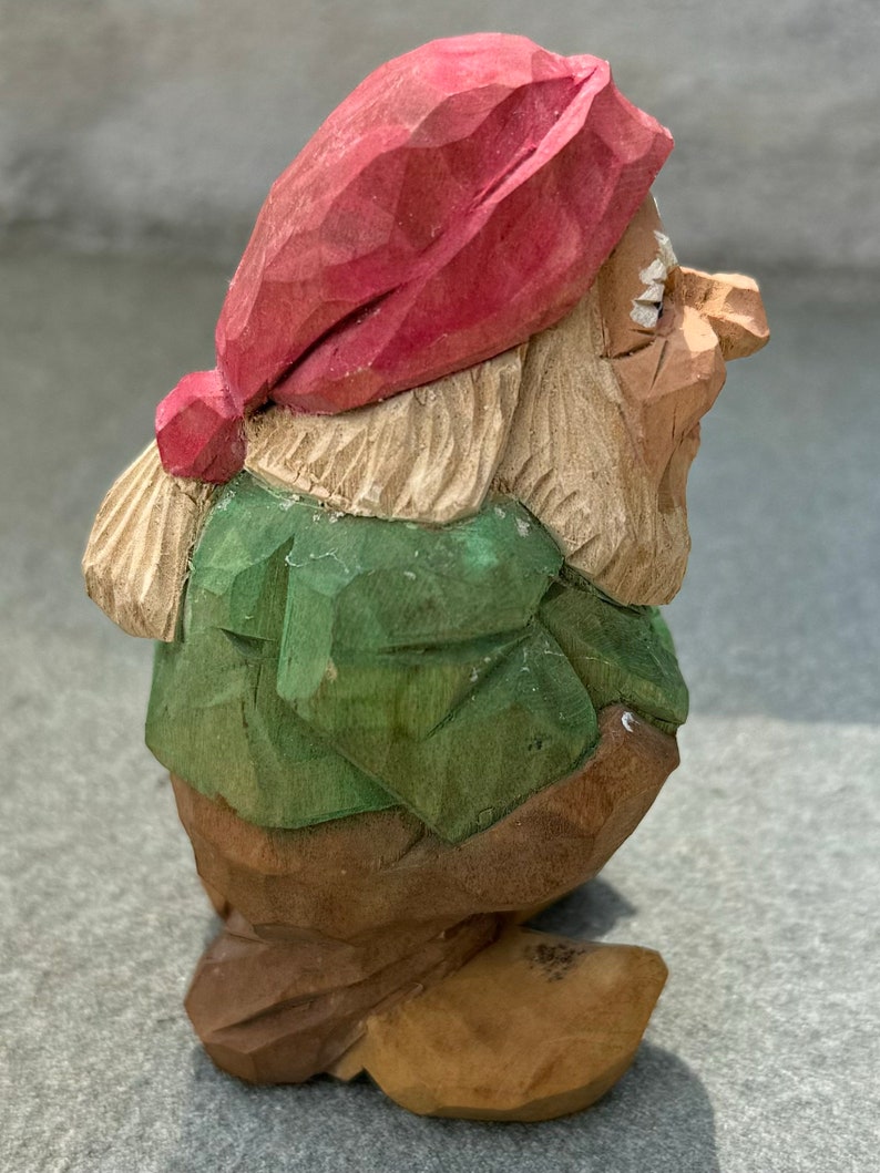 Vintage Scandinavian Hand Carved & Painted Wood Gnome Figure 3 5/8"x 2 ...