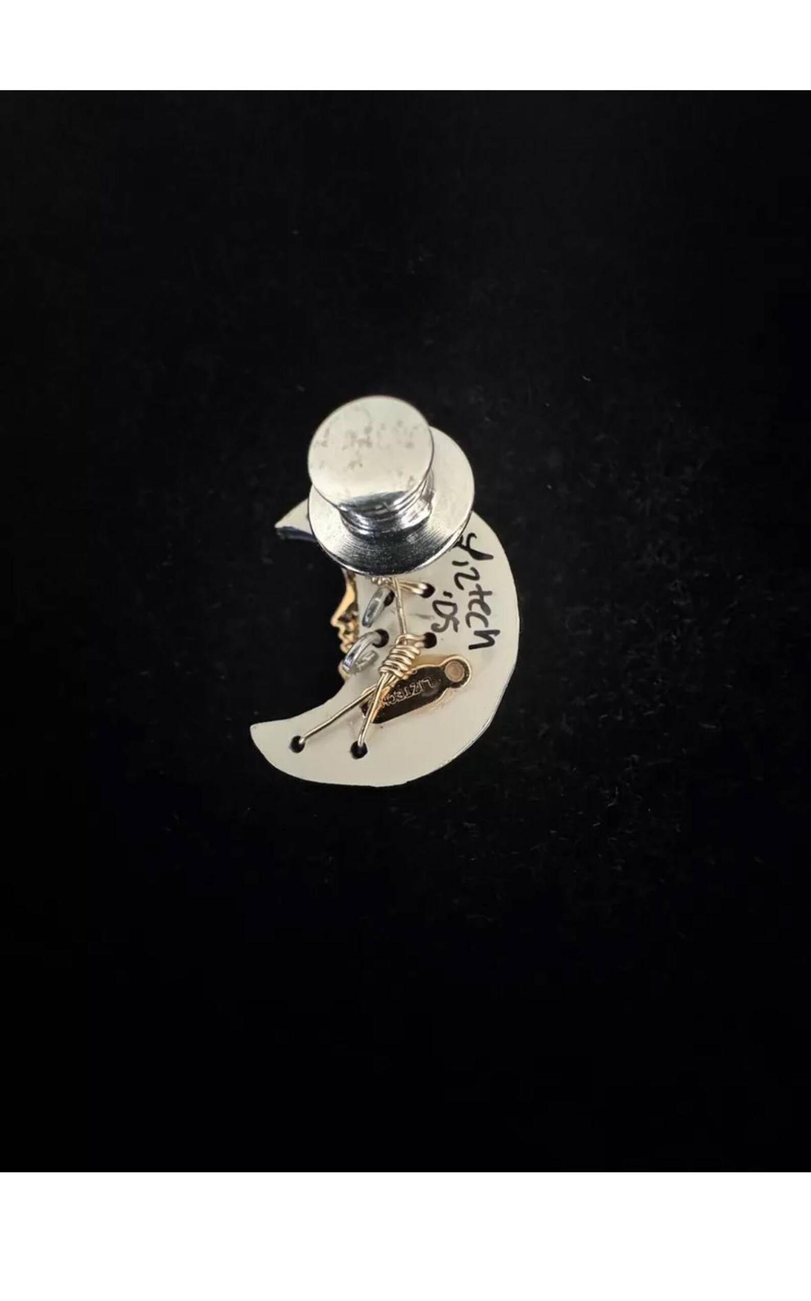 Liztech Celestial Moon Pin Signed Artisan Silver Gold Purple Green ...