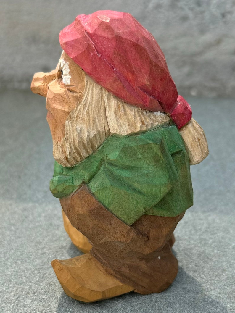 Vintage Scandinavian Hand Carved & Painted Wood Gnome Figure 3 5/8"x 2 ...