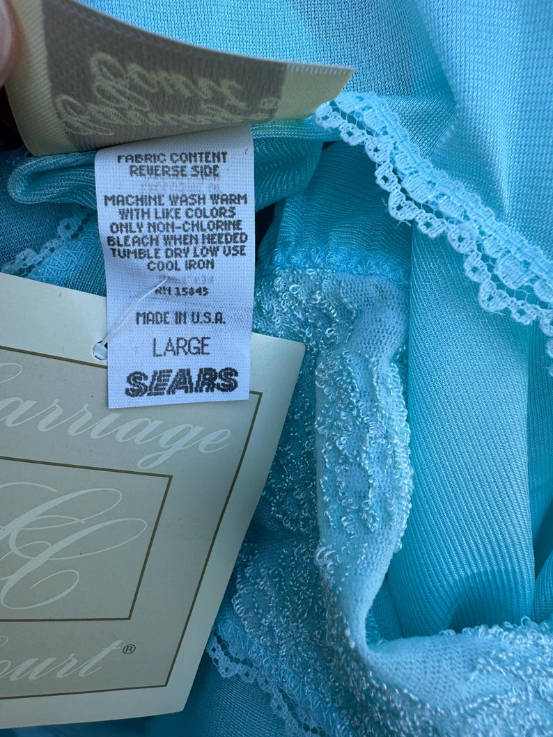 Vintage NOS Sears Carriage Court Aqua Full Length Nightgown - Etsy