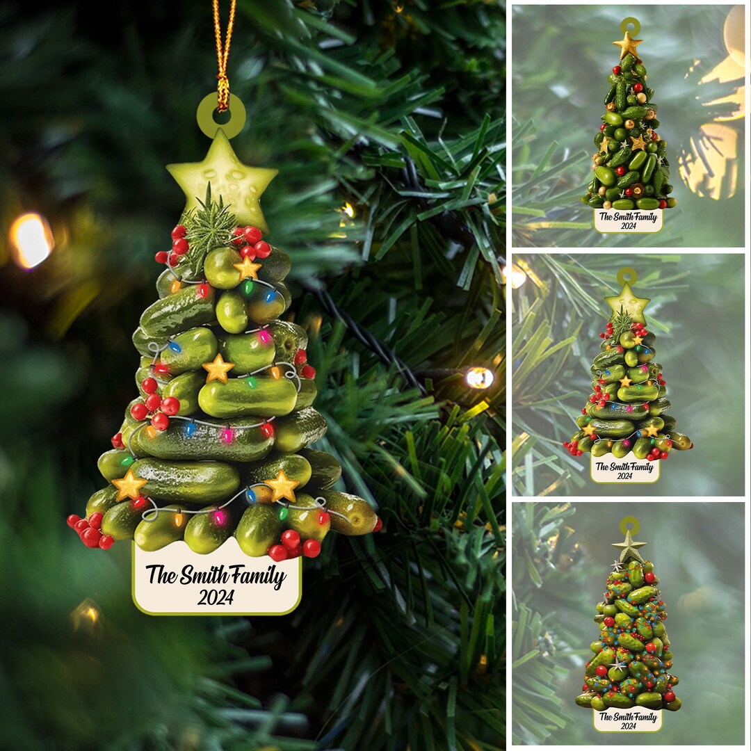 Personalized Pickles Tree 2D Flat Ornament, Pickle Rearview Mirror Car ...