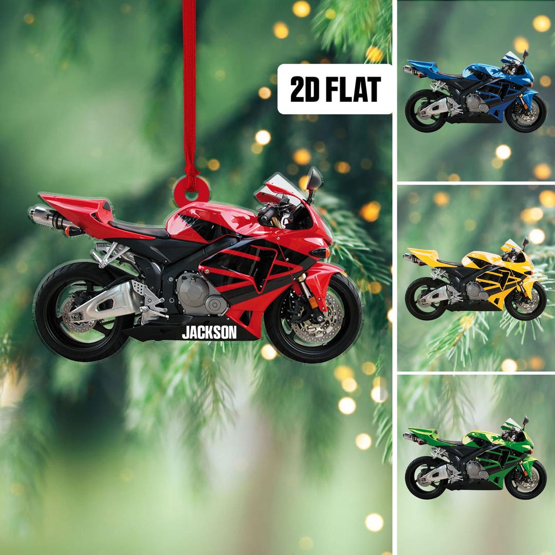 Personalized Motorcycle 2D Flat Ornament, Custom Motorcycle Christmas ...