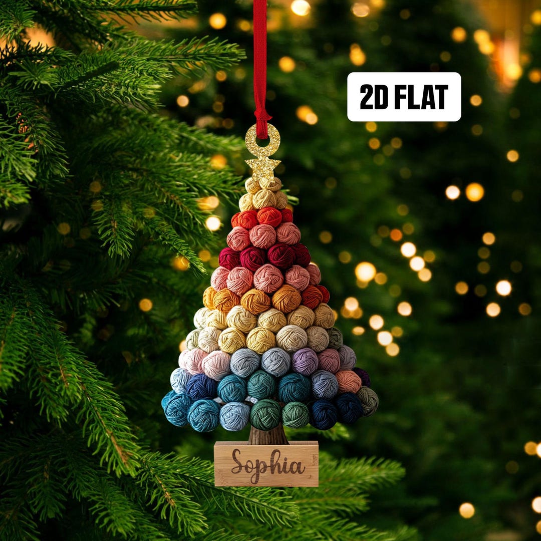 Personalized Crochet 2D Flat Ornament, Custom Crochet Christmas Tree ...