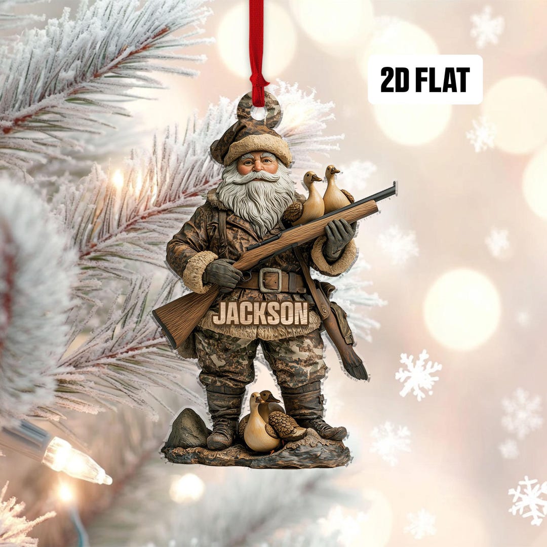 Personalized Hunting Flat Ornament, Custom Name Christmas Ornament ...