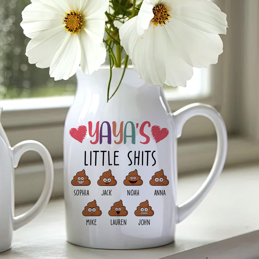 Personalized Mummys Little Shits Poop Emoji Vase, Custom Name Flower ...