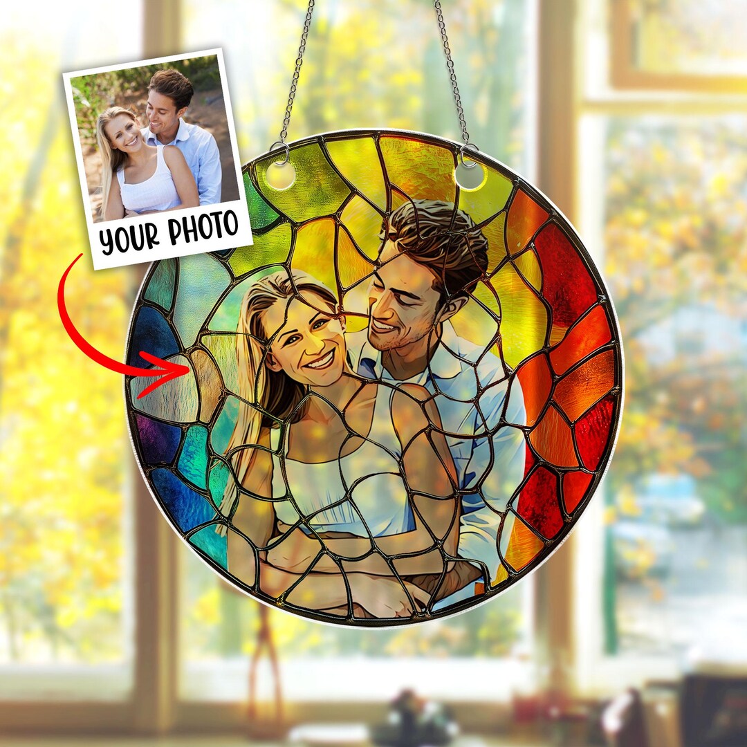 Personalized Couple Suncatcher, Couples Portrait From Photo, Wedding ...