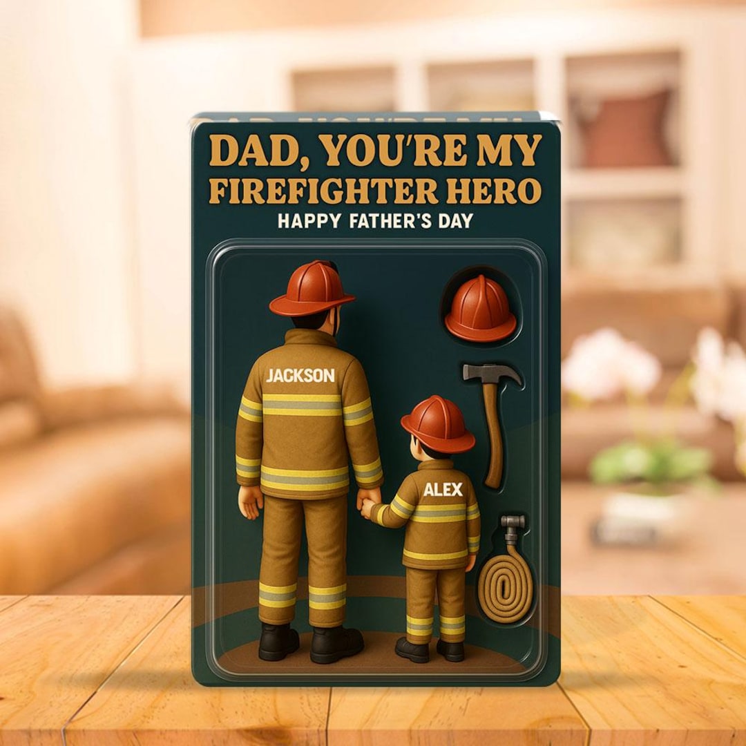 Best Firefighter Dad Custom Figure Personalized Acrylic Block Plaque ...