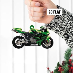 Personalized Motorcycle 2D Flat Ornament, Custom Motorcycle Christmas ...