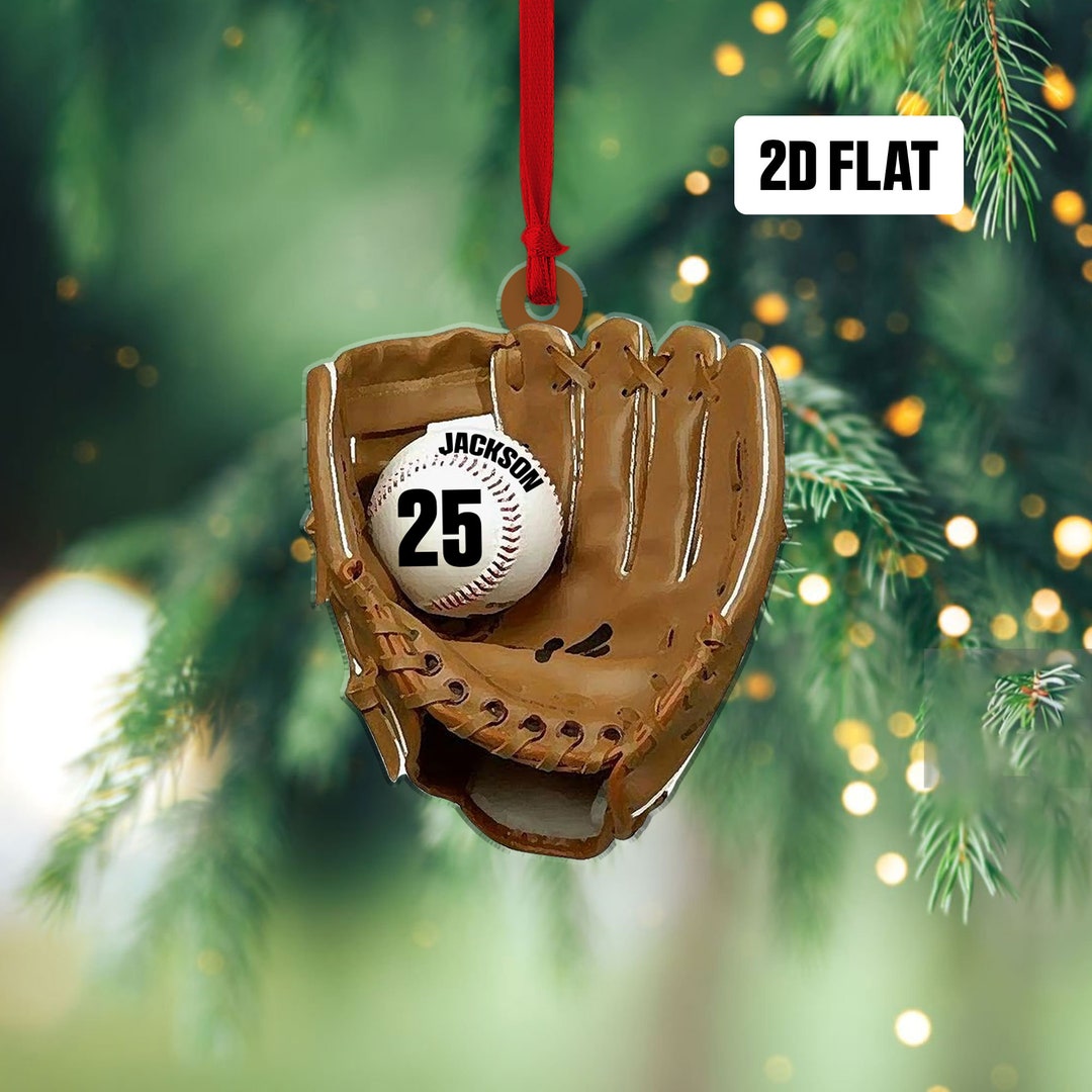 Personalized Baseball 2D Flat Ornament, Baseball Christmas Ornament ...