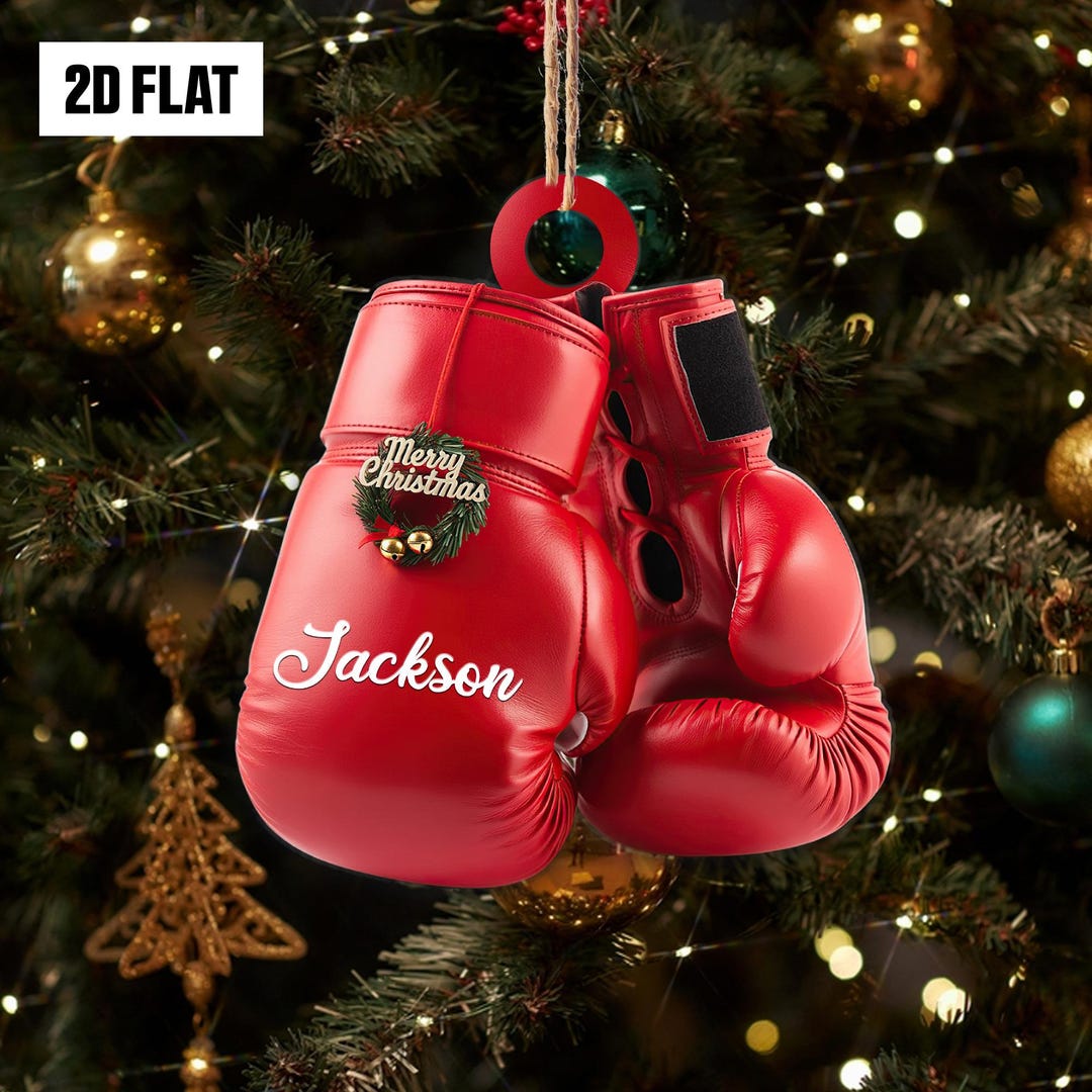Personalized Boxing Glove 2D Flat Ornament, Custom Boxing Christmas ...