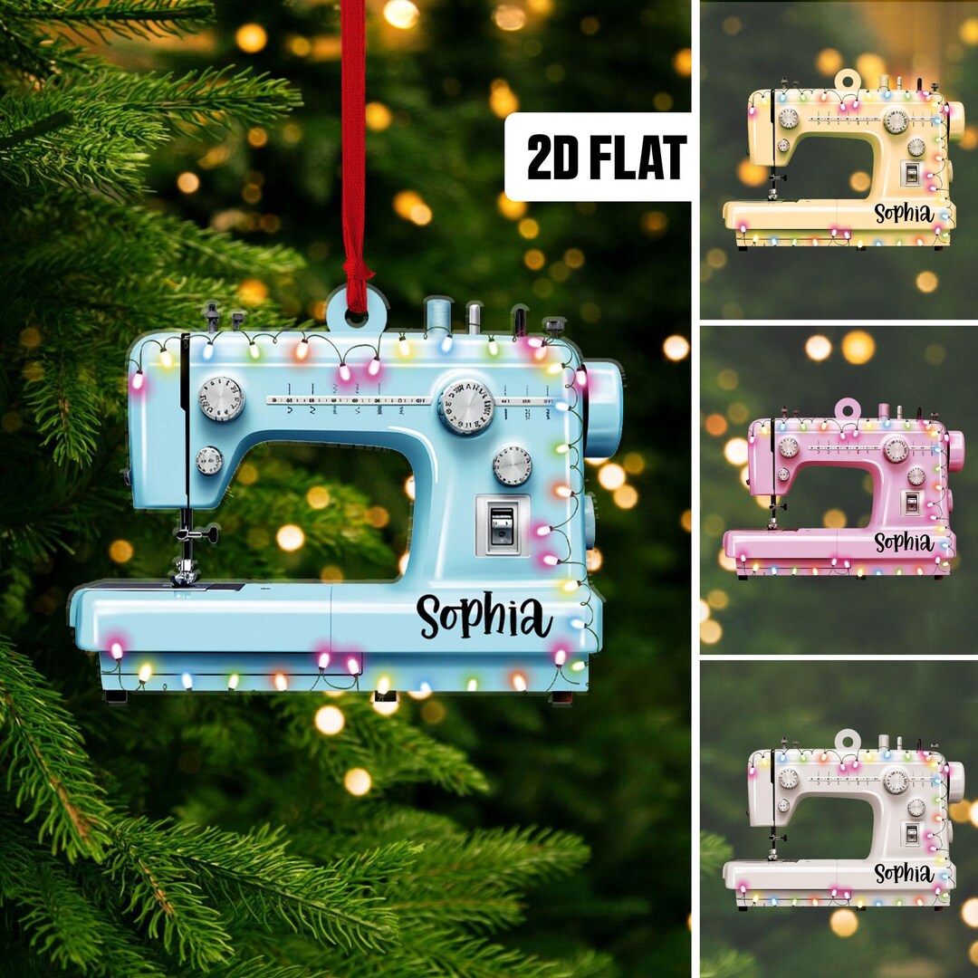 Personalized Sewing Machine Christmas 2D Flat Ornament, Custom Name ...
