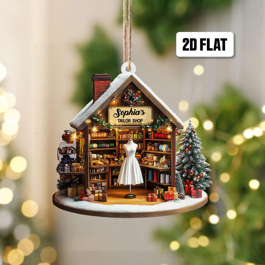 Personalized Tailor Shop 2D FLAT Ornament, Custom Tailor Shop Ornament ...