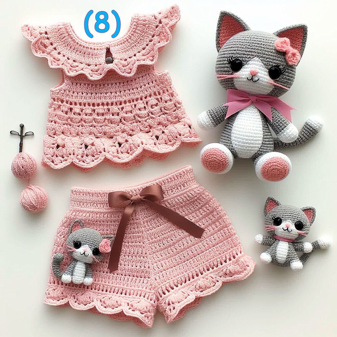 Crochet Pink Short and Top Girls Ensembles ; 9 Styles. FREE ...
