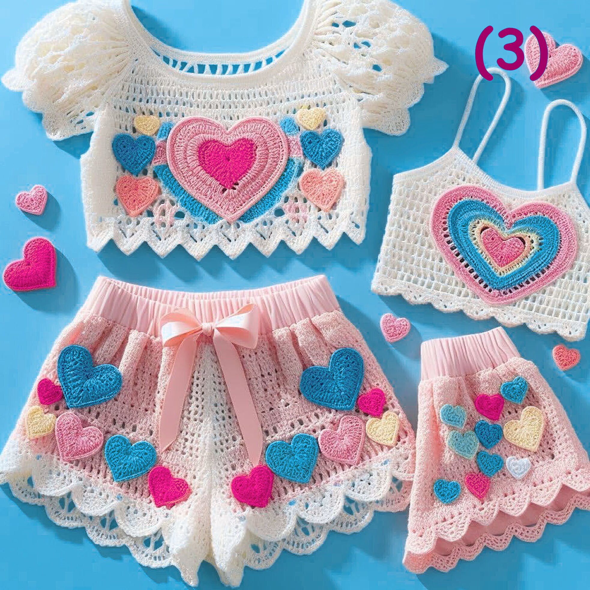 Crochet Pink Short and Top Girls Ensembles ; 9 Styles. FREE ...