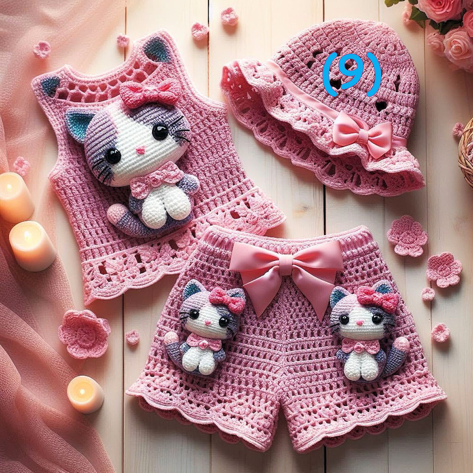 Crochet Pink Short and Top Girls Ensembles ; 9 Styles. FREE ...