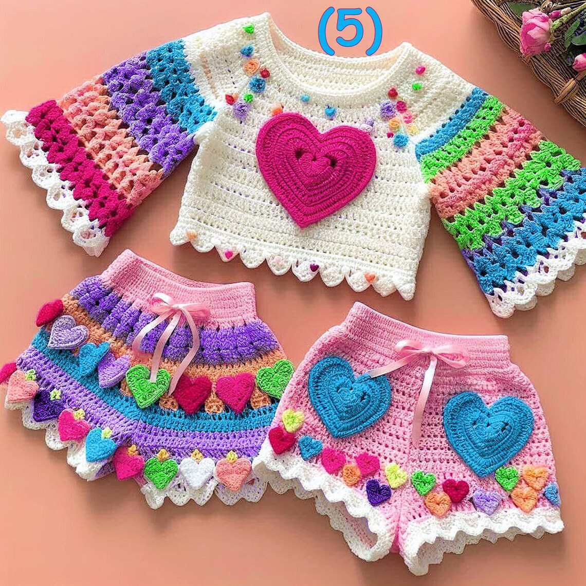 Crochet Pink Short and Top Girls Ensembles ; 9 Styles. FREE ...