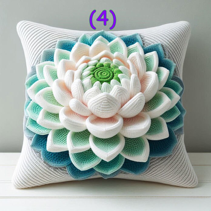Crochet 3D Lotus Flower Cushion Covers. FREE INTERNATIONAL SHIPPING - Etsy