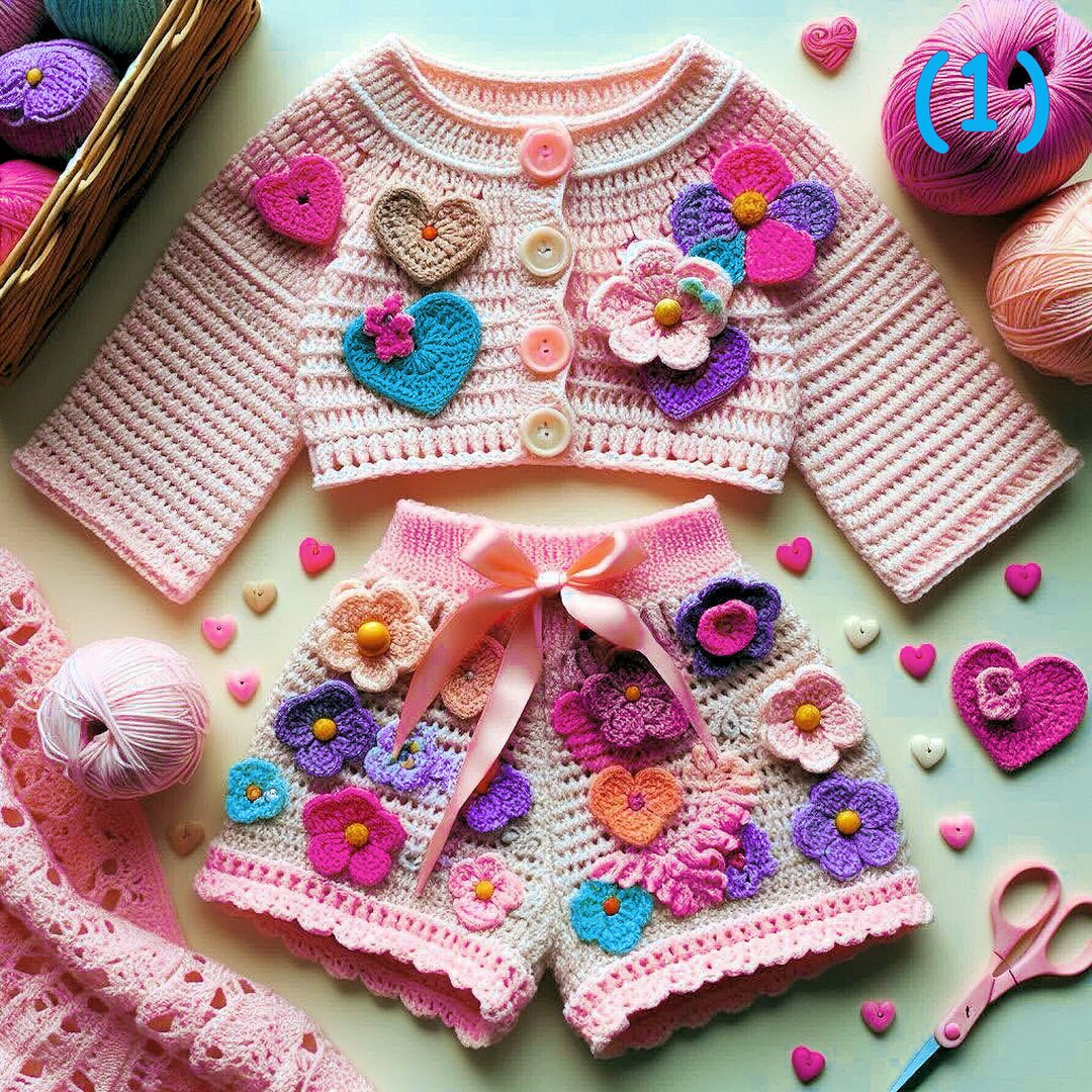 Crochet Pink Short and Top Girls Ensembles ; 9 Styles. FREE ...