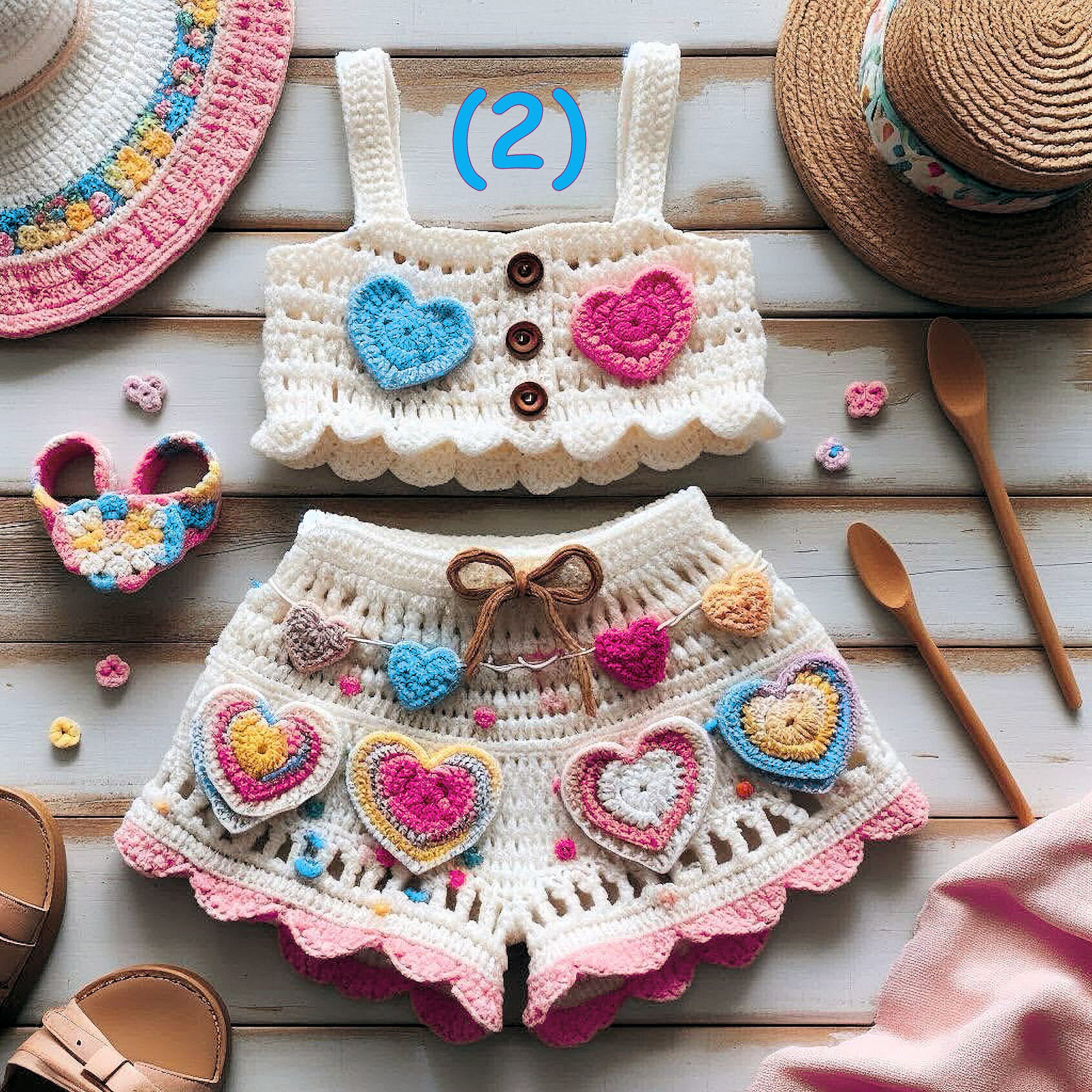 Crochet Pink Short and Top Girls Ensembles ; 9 Styles. FREE ...