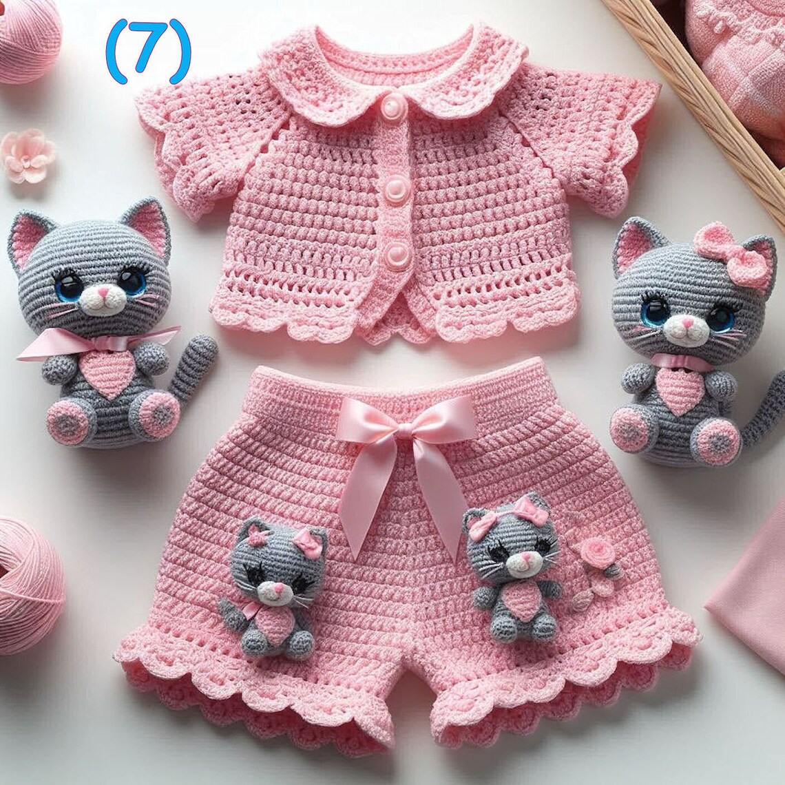 Crochet Pink Short and Top Girls Ensembles ; 9 Styles. FREE ...