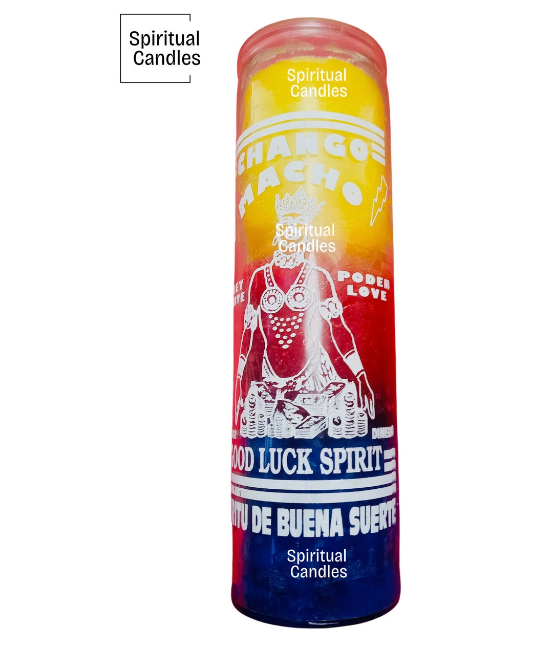 Chango Macho Good Luck Spirit Glass Candles, Espiritu De Buena Suerte ...
