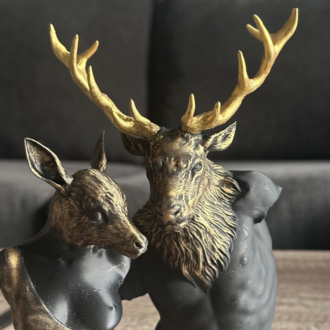 3D Printed Deer Statue | Male Torso Sculpture | Cernunnos Statue | Gift ...