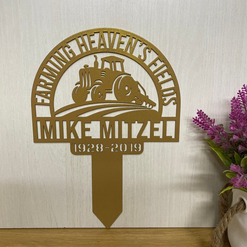 Farmer on Tractor Memorial Stake Personalized, Remembrance Stake ...