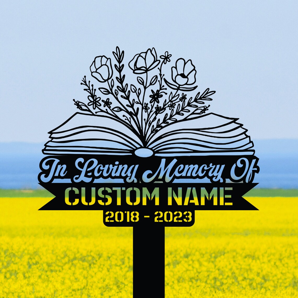 Personalized Floral Book Teacher Memorial Stake,teacher Name Sign,book ...