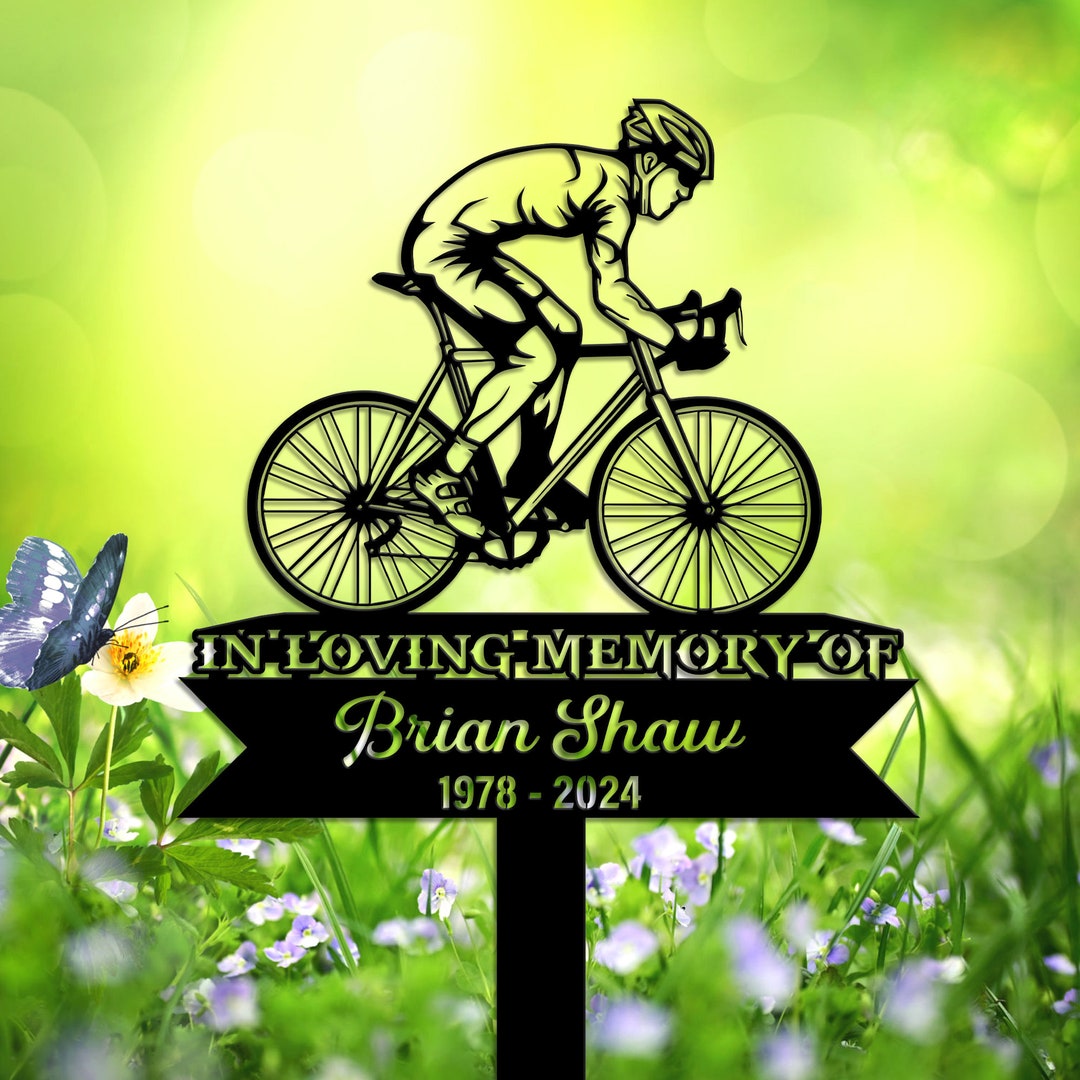 Personalized Cyclist Memorial Stake, Biker Memorial Metal Stake ...