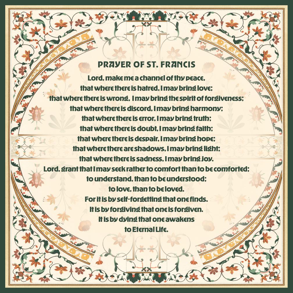 PRINTED, Prayer of St. Francis Poster, 12x12 or 10x10 Christian Wisdom ...