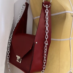 Handmade Dark Red Leather Bag, Box Inspired Thick Full Grain Leather ...