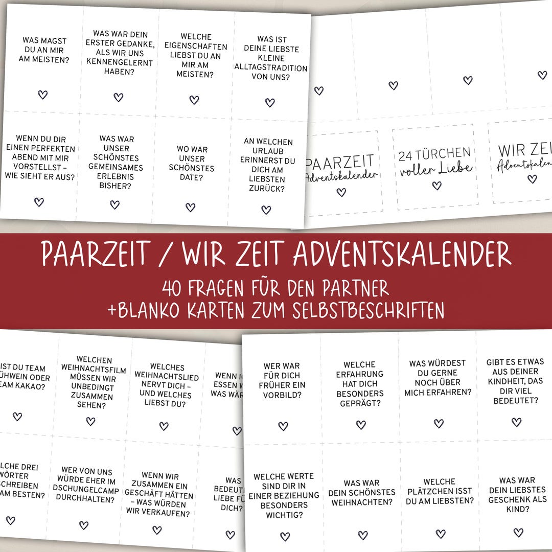 Paarzeit Adventskalender im Glas Inhalt Fragen an den Partner,Wir Zeit ...