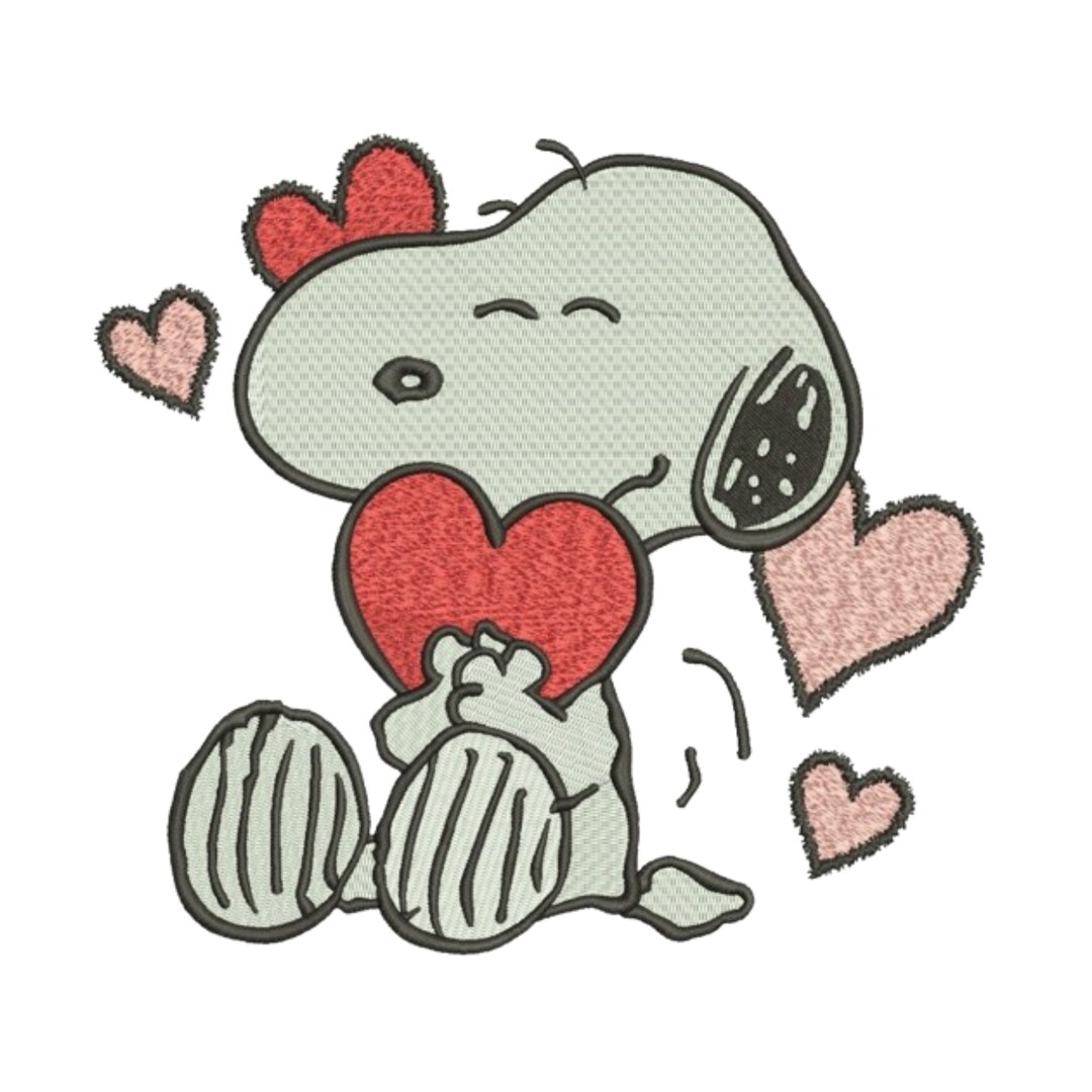 Snoopy Embroidery Design File Hearts Valentines Day Embroidery DST PES ...