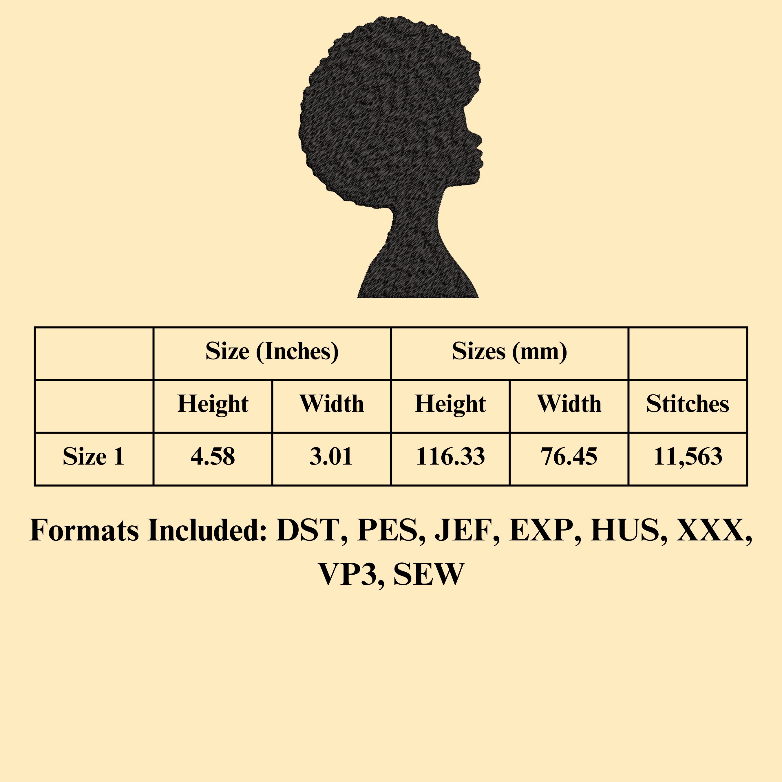 Afro Lady Machine Embroidery Design, Black Women Machine Embroidery ...