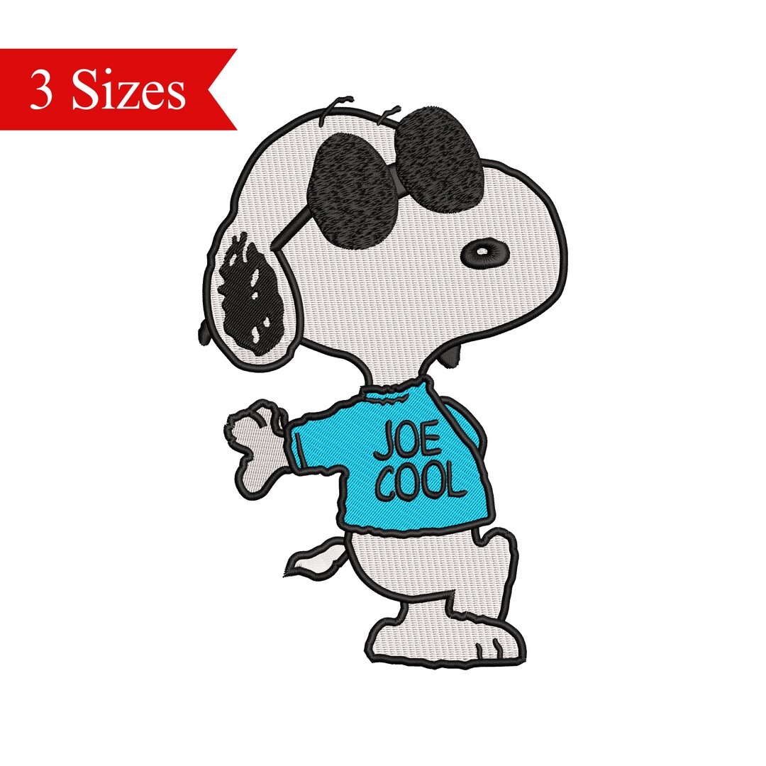 Joe Cool Dog Embroidery, Snoopy Embroidery Design File, Snoopy Cool ...