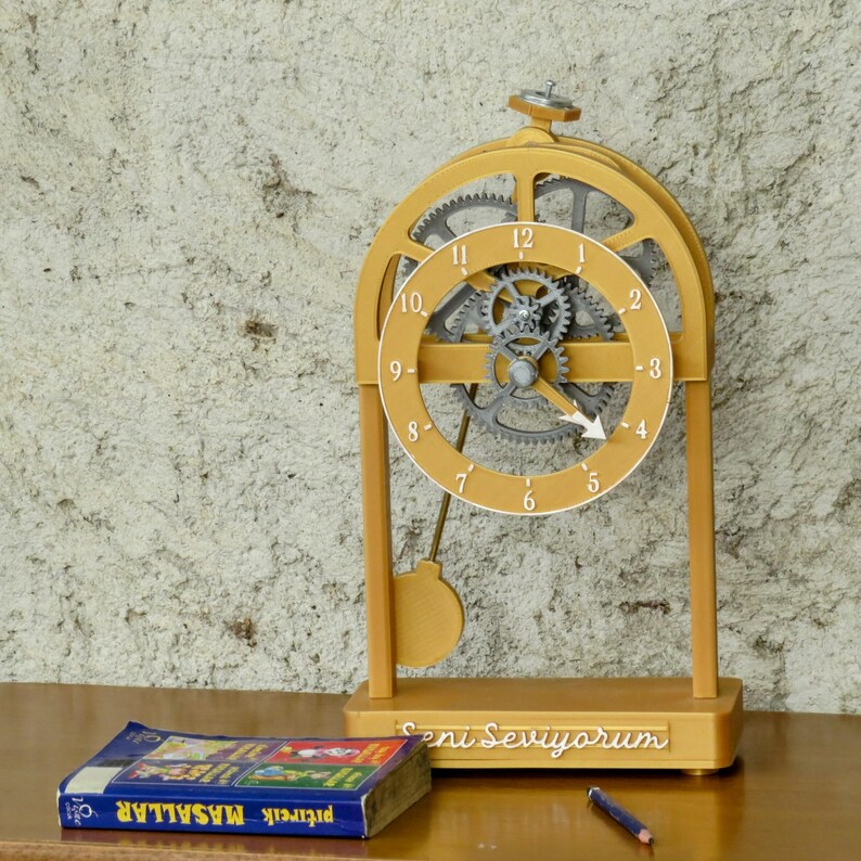 A Desk Clock Made of a Pendulum and Gears, Featuring a Real Mechanism ...