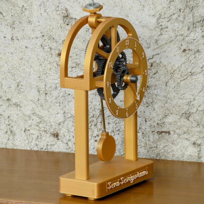 A Desk Clock Made of a Pendulum and Gears, Featuring a Real Mechanism ...