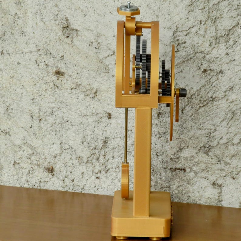 A Desk Clock Made of a Pendulum and Gears, Featuring a Real Mechanism ...