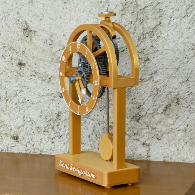A Desk Clock Made of a Pendulum and Gears, Featuring a Real Mechanism ...