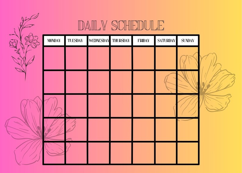 Daily Schedule Template - Etsy