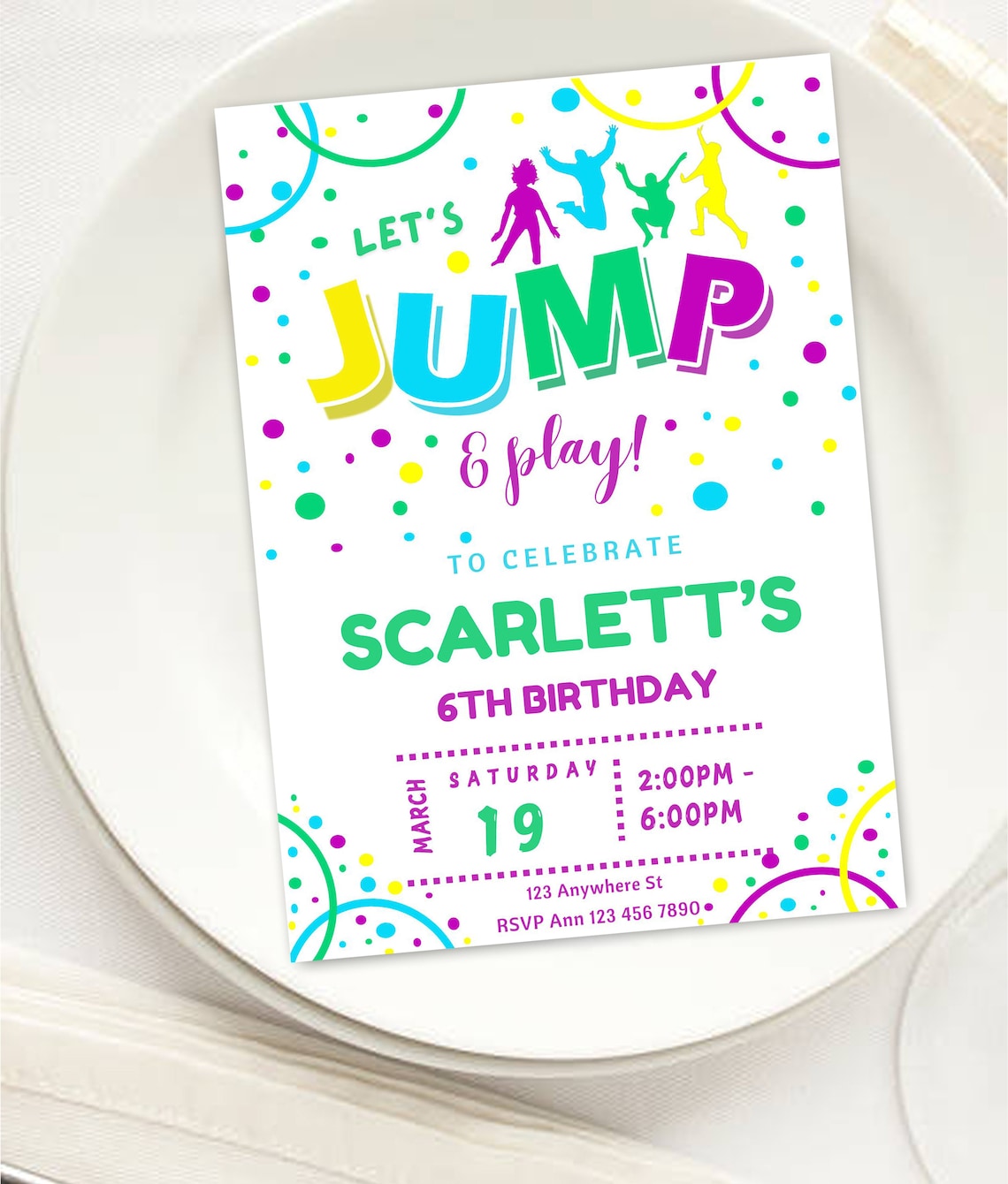 Editable Jump Party Birthday Invitation, Boys and Girls Party ...